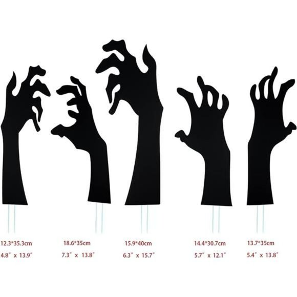Accents | 5 Pack Halloween Black Hands Signs With Stakes Scary ...